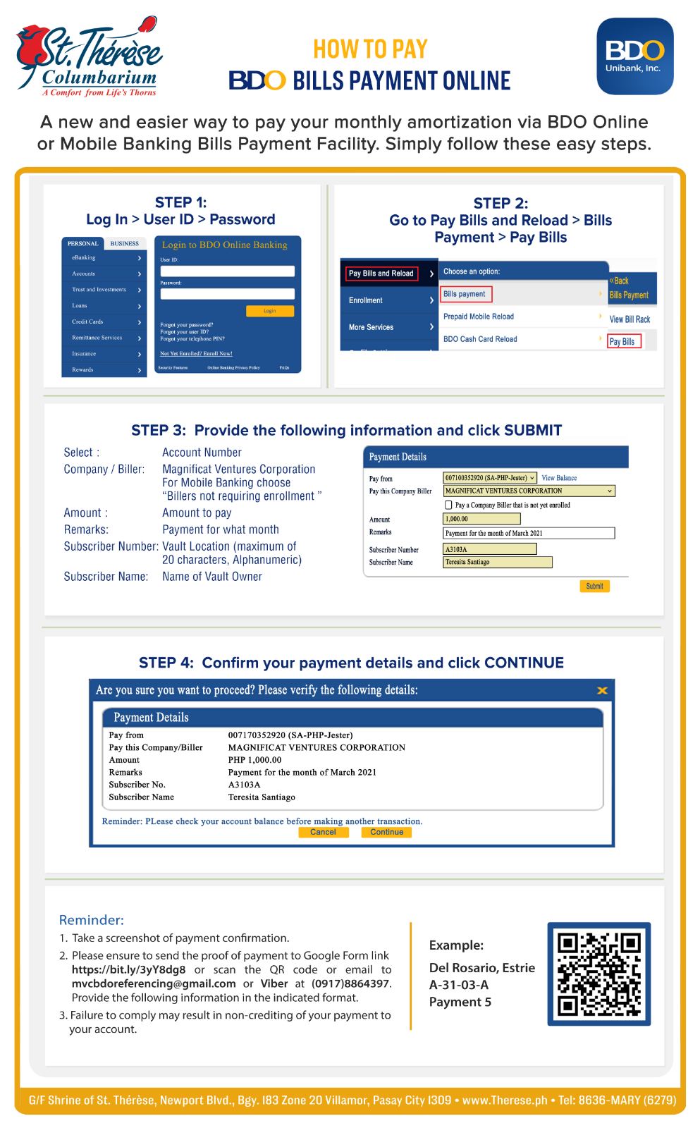 Payment Channels - Holy Spirit Church & Columbarium